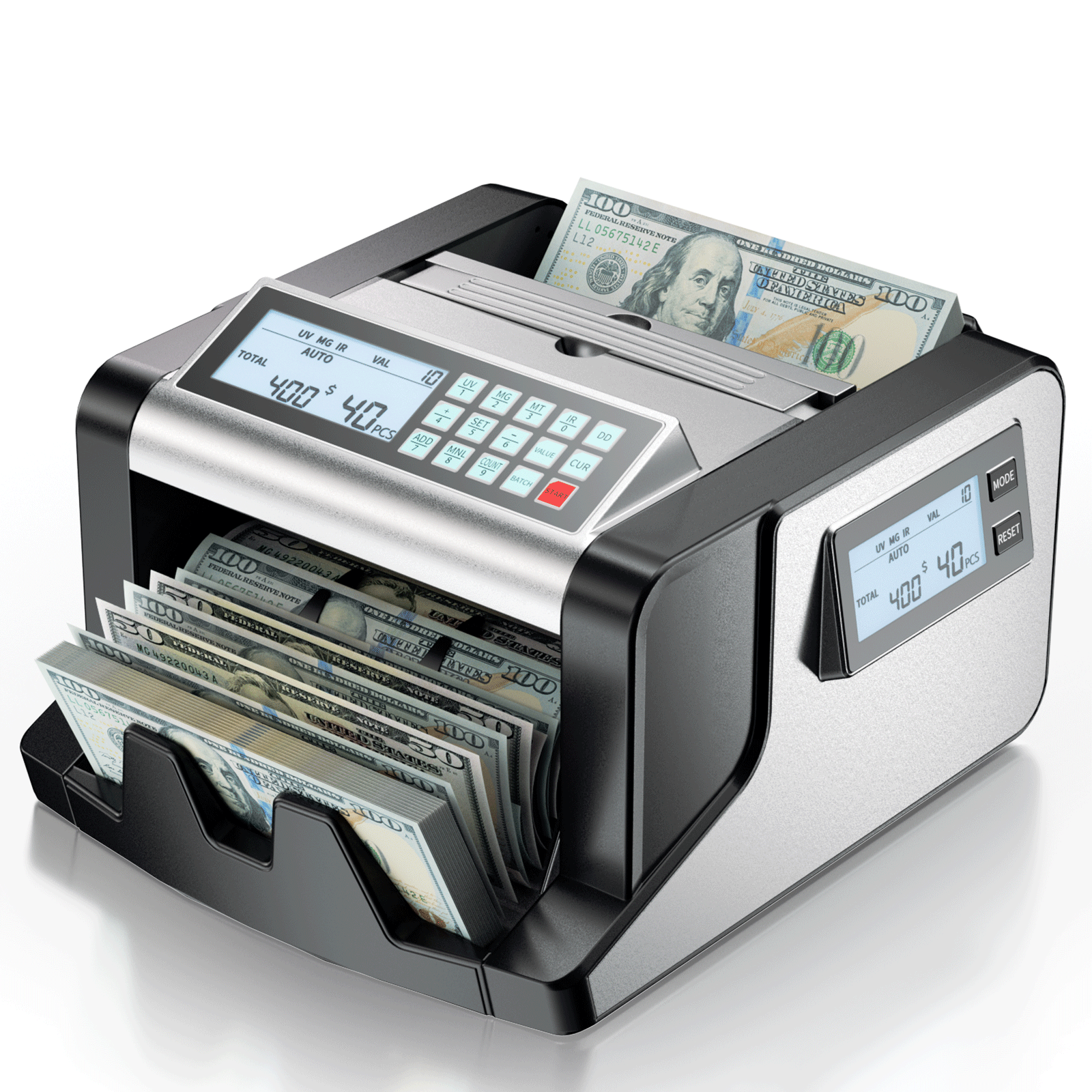 Aneken Money Counter Machinewith Value Count, Dollar, Euro UV/MG/IR/DD