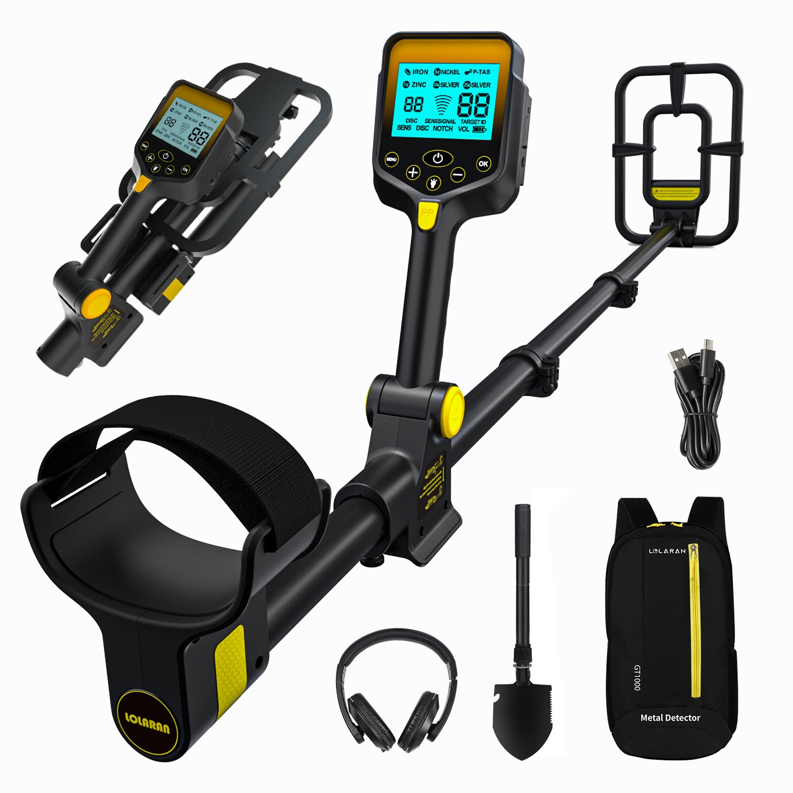 ANEKEN Waterproof Retractable Foldable Metal Detector - 2000mAh Rechar